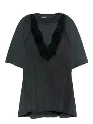 Bimba Y Lola BIMBA Y LOLA Black Washed Lace Chest T-Shirt Grey