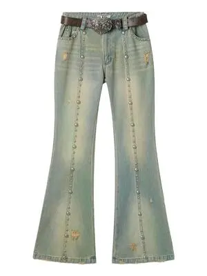 MARKGONG Stud-embellished Flared Jeans - Blue