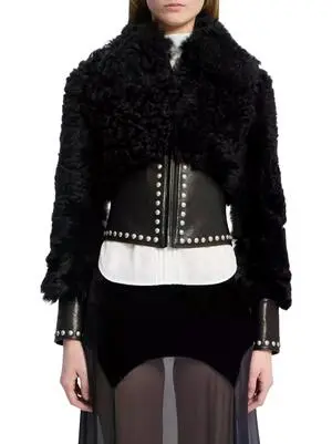 ANN DEMEULEMEESTER Cropped Leather Jacket - Black