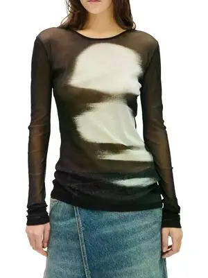 ANN DEMEULEMEESTER Fiene Sheer T-shirt - Black