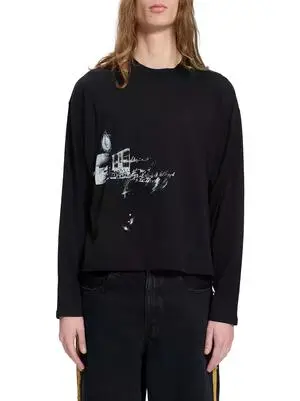 ANN DEMEULEMEESTER Graphic-print Long-sleeve T-shirt - Black
