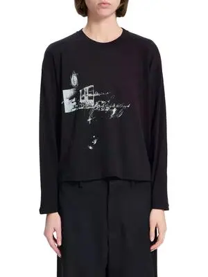 ANN DEMEULEMEESTER Graphic Print Long Sleeve T-shirt - Black