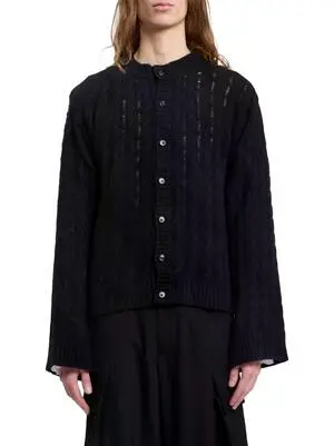 ANN DEMEULEMEESTER Cable-knit Cardigan - Black