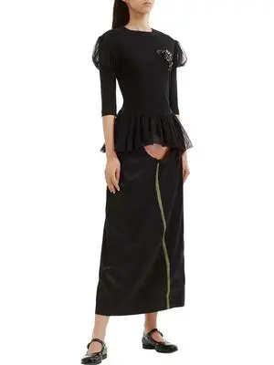 Simone Rocha Simone Rocha Embellished Peplum Top Black
