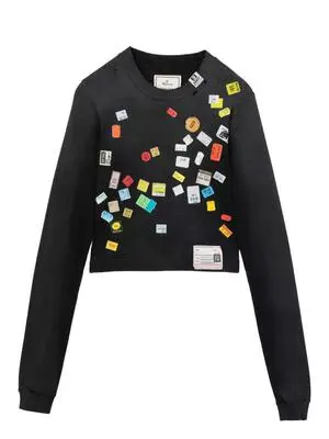 Mihara Yasuhiro Price-tag Sticker Crop T-shirt - Grey