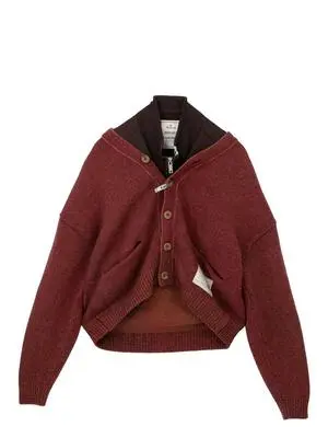 Mihara Yasuhiro Distressed Cable-knit Cardigan - Red
