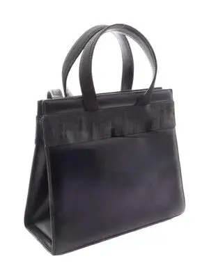 FERRAGAMO Ferragamo Black Leather Grosgrain Vara Ribbon Tote Bag Black