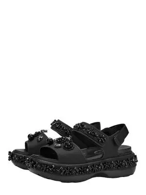 CROCS Simone Rocha X Embellished Floral Platform Sandals - Black