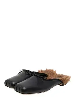 Simone Rocha Faux-fur Lined Pointe Mules - Black