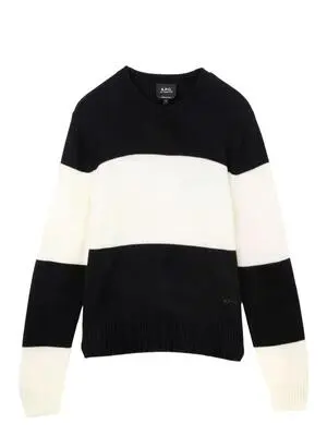 A.p.c. Striped Crew Neck Jumper - Blue