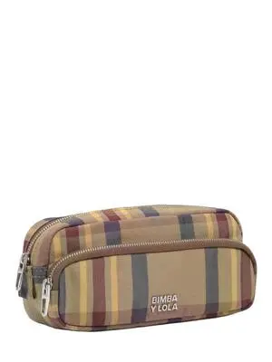 Bimba Y Lola Khaki And Garnet Tartan Jacquard Pocket Case - Neutrals