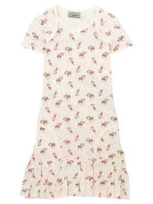 Ashley Williams Graphic Print Pleated Dress - Neutrals
