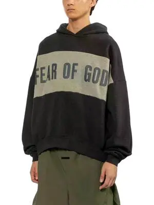 ESSENTIALS Panelled Crop Hoodie - Grey