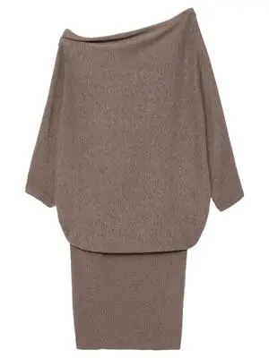ALLSAINTS Ellie Asymmetric Knitted Cotton Mini Dress - Brown