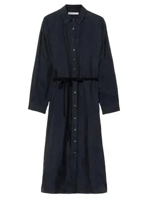 ALLSAINTS Yurra Tied Cupro Shirt Dress - Blue