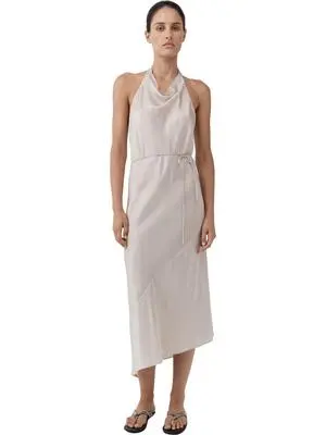 ST. AGNI Silk Wrap Dress - Soft Ash