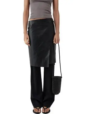 ST. AGNI Woven Leather Sling Bag - Black