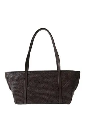 ST. AGNI Woven Slim Bateau Tote - Coffee