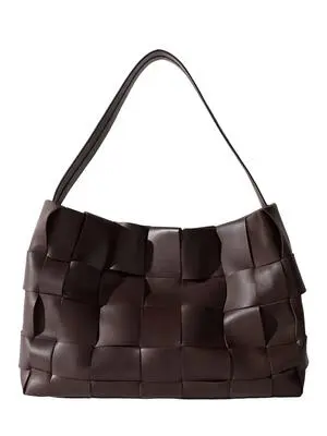 ST. AGNI Woven Large Tote Bag - Chocolate