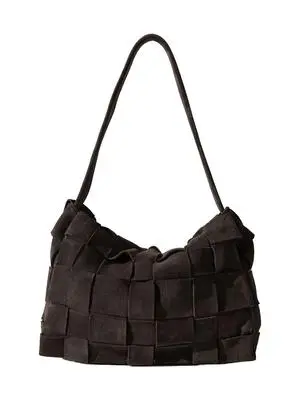 ST. AGNI Suede Woven Envelope Mini Tote - Coffee