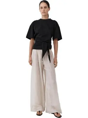 ST. AGNI Cotton Jersey Split Back Tee - Black