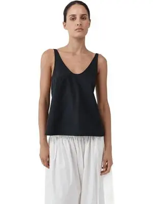 ST. AGNI Wool Rouleau Tie Top - Dark Graphite