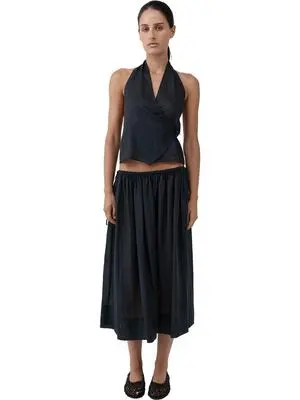 ST. AGNI St. Agni Transparent Wrap Halter Top Black