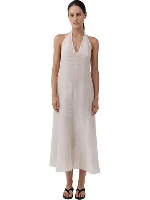ST. AGNI Woven Check Halter Dress - Soft Ash