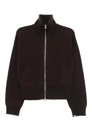 Extreme Cashmere EXTREME CASHMERE Zip-Up High Neck Cardigan Brown