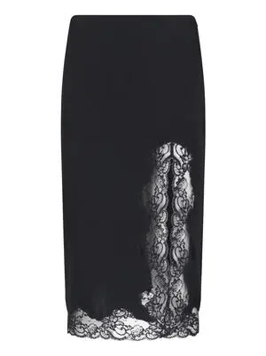 Balmain Lace Panel Midi Skirt - Black