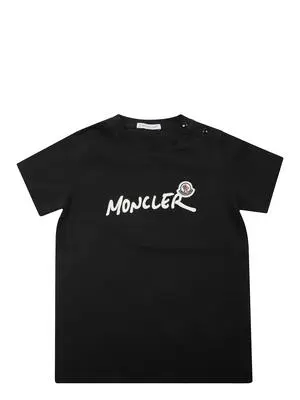 Moncler MONCLER Embroidered Logo Cotton T-Shirt Nero
