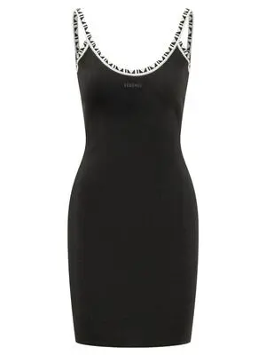 VERSACE VERSACE Ribbed Knit Mini Dress With Logo Straps