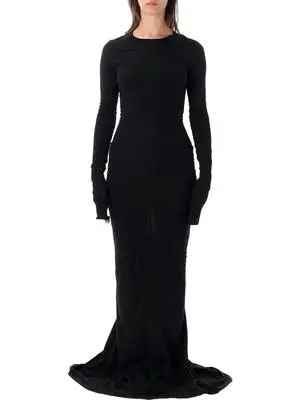 Rick Owens RICK OWENS DRKSHDW Long Sleeve Fitted Maxi Dress Nero