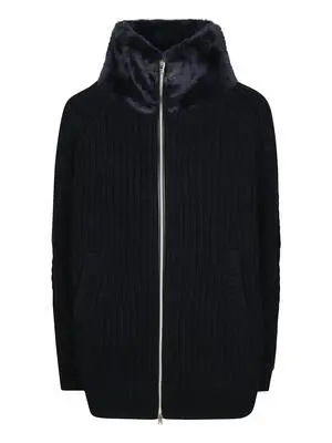 Herno Quilted Hooded Jacket With Faux Fur Trim - Nero