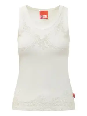 DIESEL® DIESEL Printed Lace Trim Tank Top Bianco