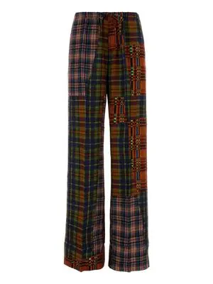 Dries Van Noten DRIES VAN NOTEN Plaid Patchwork Viscose Trousers Checked