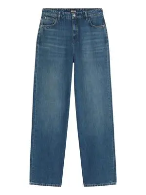 BOSS Boyfriend Fit Jeans In Indigo Cotton Blend - Light Blue