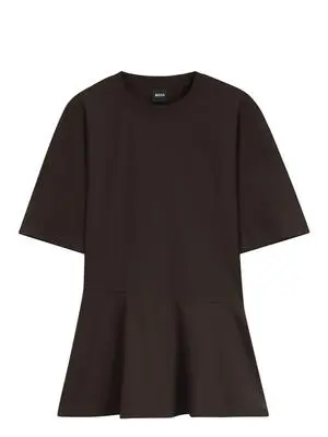 BOSS Mercerized Cotton T-shirt With Asymmetric Peplum - Brown