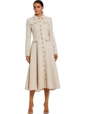 MAC DUGGAL MAC DUGGAL Ivory Boucle Button Front Midi Dress