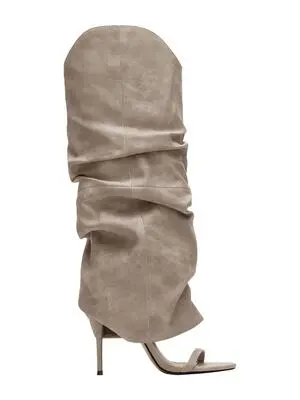 Steve Madden Ravine Distressed Cuffed Knee-high Stiletto Boots - Grey