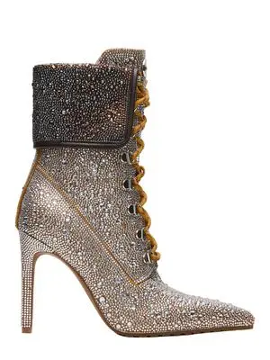 Steve Madden Embellished Lace-up Stiletto Booties - Silver Multi