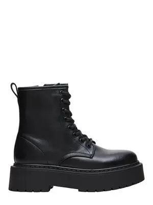 Steve Madden Buffy Lace-up Combat Booties - Black