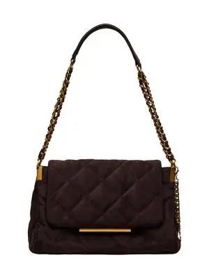 STEVE MADDEN Steve Madden Quilted Faux Suede Shoulder Bag With Chain Strap