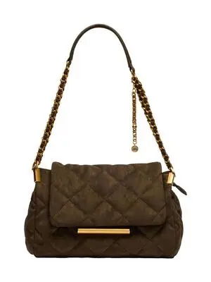Steve Madden Quilted Shoulder Bag With Chain Strap - Olive