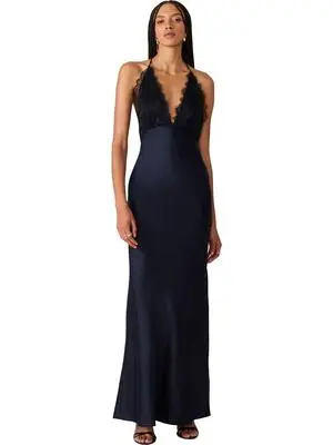 Steve Madden Phia Lace Trim Maxi Dress - Midnight