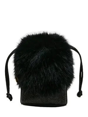 Steve Madden Arla Faux Fur Crossbody Pouch With Decorative Charms - Black