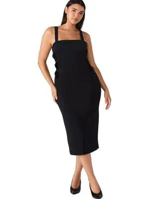 Steve Madden Steve Madden RENE Midi Dress With Side Cut-Outs And Bow Detail Black