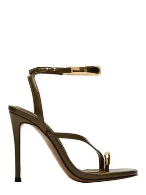 Steve Madden Steve Madden Strappy Stiletto Heels With Gold Tone Hardware Olive