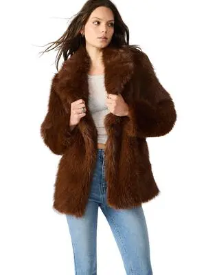 Steve Madden Faux Fur Jacket - Brown
