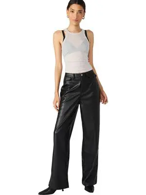 STEVE MADDEN Steve Madden Geraldine Faux Leather Straight Leg Pants